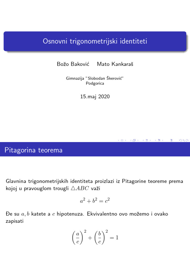 Lekcija 6 - Osnovni Trigonometrijski Identiteti | PDF
