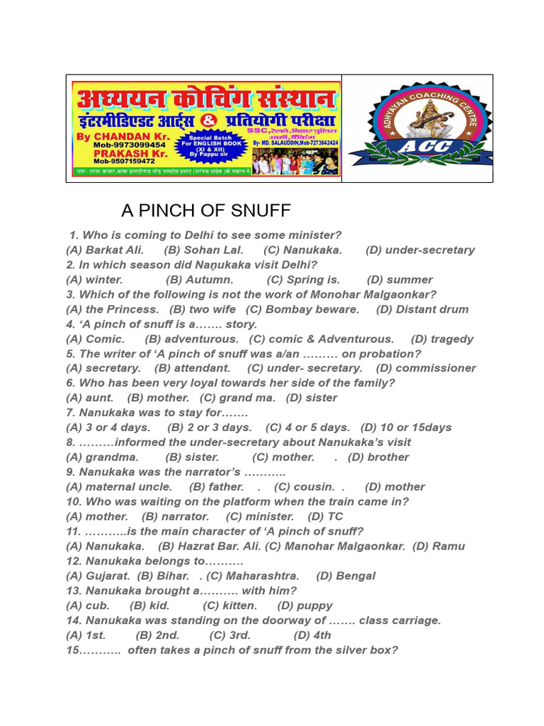 A PINch of Snuff, The Artist Objective | PDF
