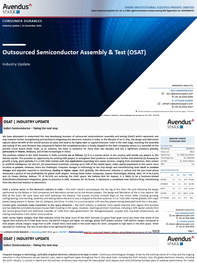 Avendus - OSAT - Industry Update | PDF | Semiconductor Device ...