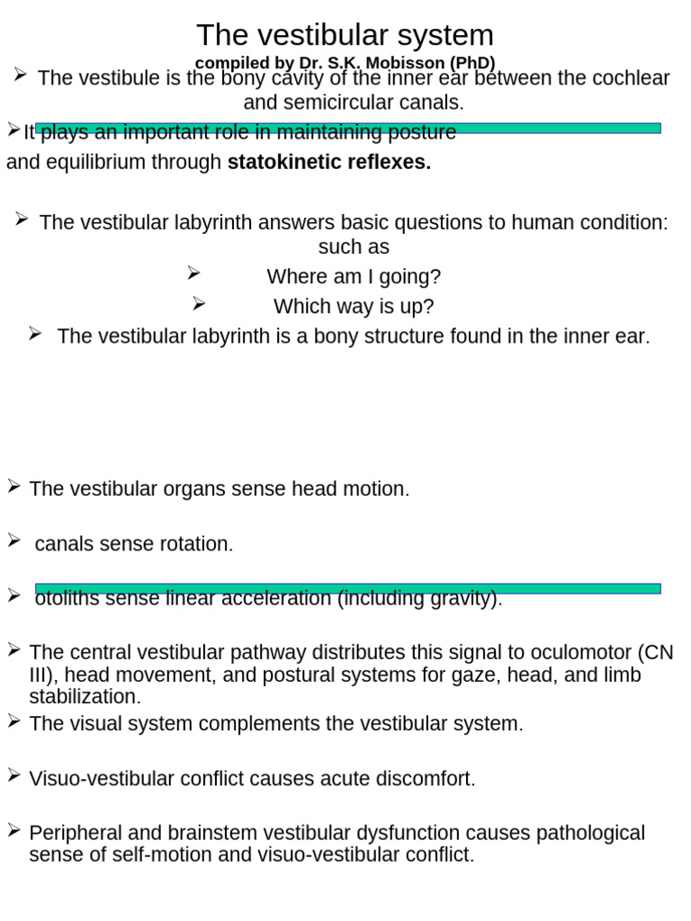 Vestibular System Physiology1 | PDF | Vestibular System | Sensory Organs
