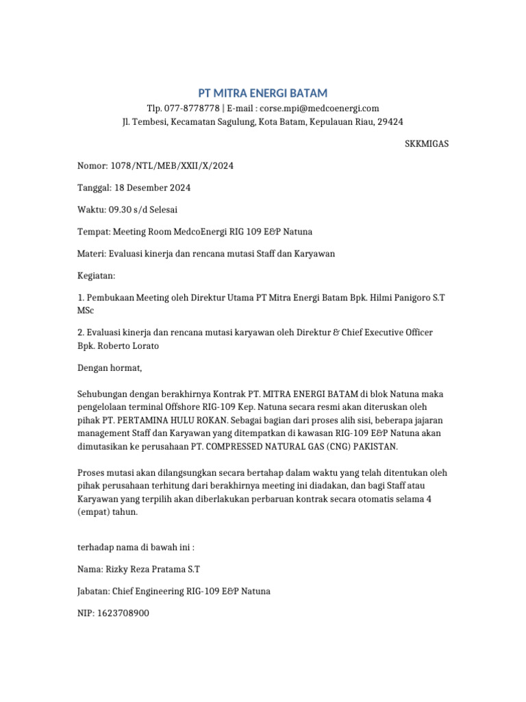 Surat Mutasi Format Terjaga | PDF