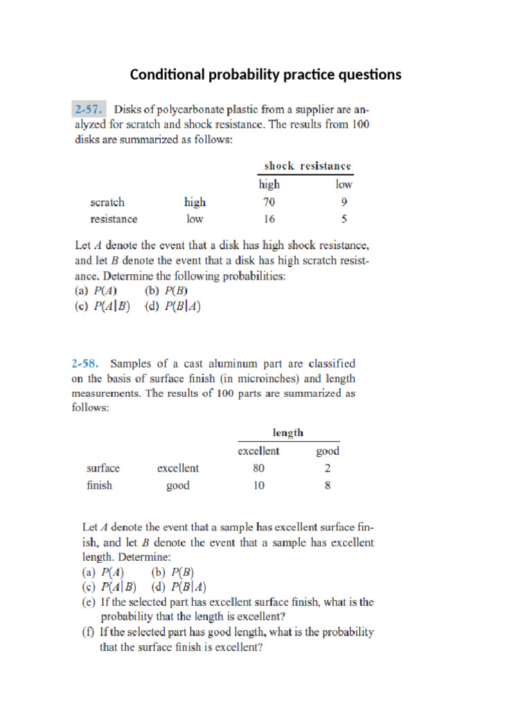 Conditional Probability Practice Questions | PDF