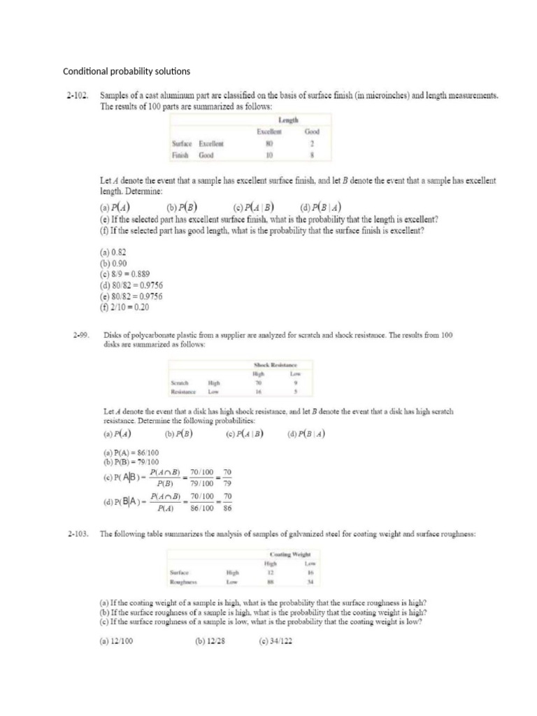 Conditional Probability Solutions | PDF