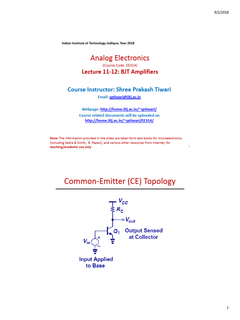 Lecture11 12 BJT Amplifiers | PDF | Amplifier | Electronic Circuits