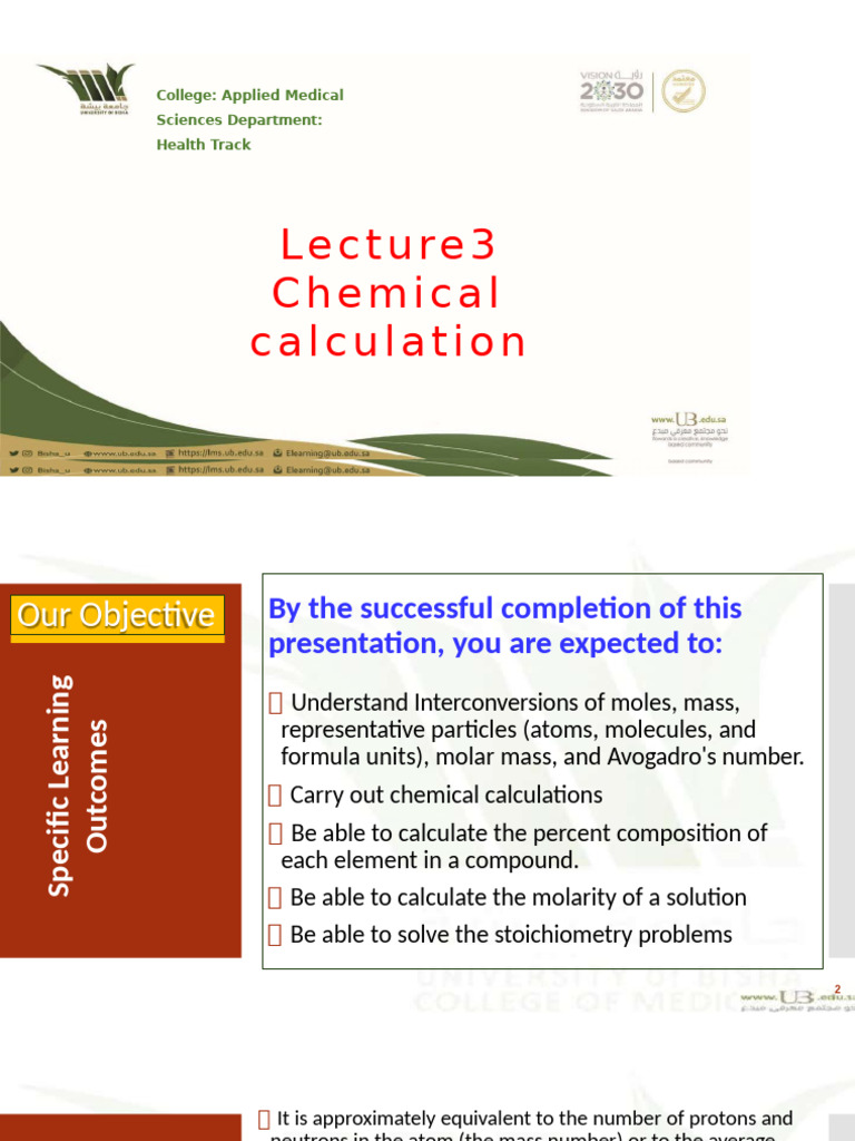 Chemical Calculations in Chemistry | PDF | Mole (Unit) | Molecules