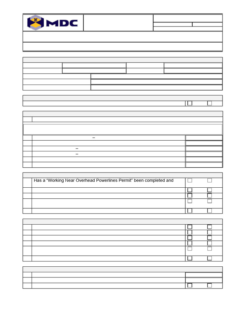 Critical Lift Permit Form Template | PDF | Crane (Machine ...