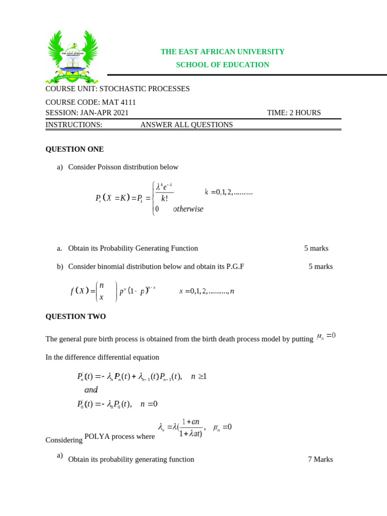 Stochastic Processes | PDF