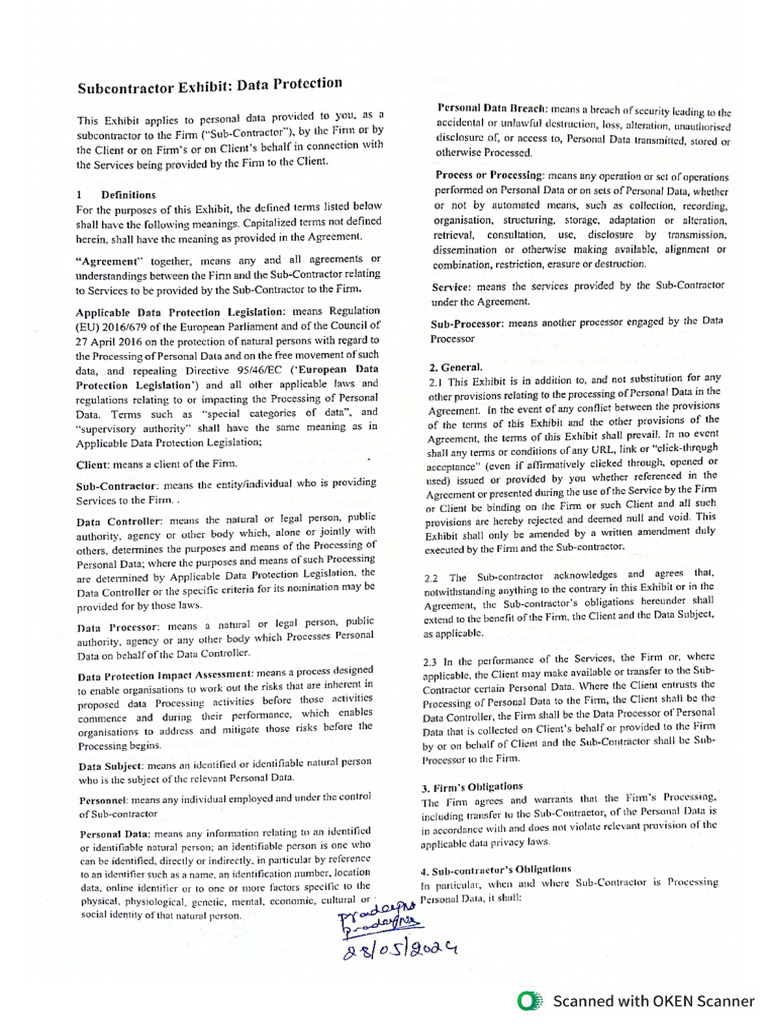 Subcontractor Exhibit | PDF