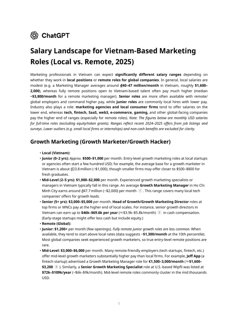 Vietnam Marketing Salary Overview 2024-2025 | PDF | Marketing Research ...