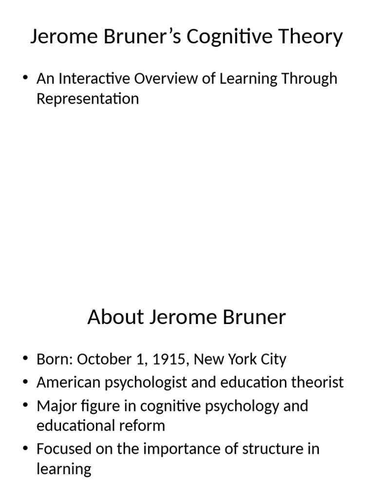 Jerome Bruner Cognitive Theory Interactive Quiz | PDF | Learning | Constructivism (Philosophy Of ...