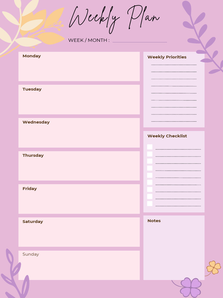 Weekly Planning Template | PDF