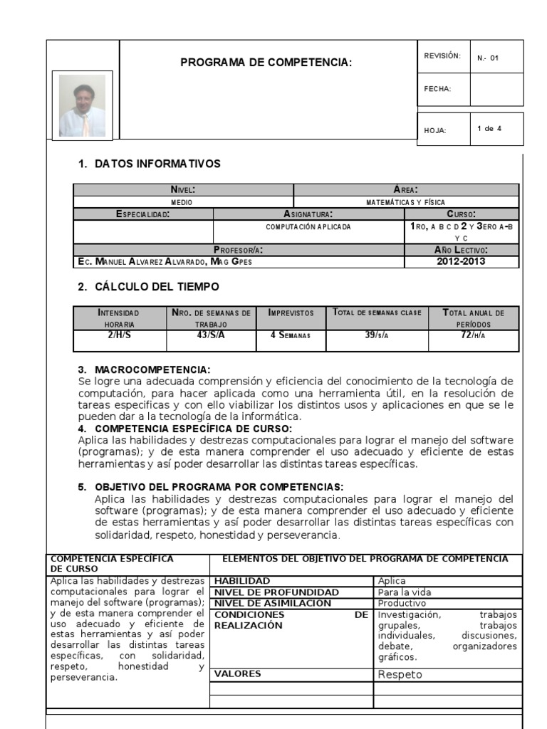 Prog. Anual Competencias Computacion Aplicada | PDF | Blog | Internet