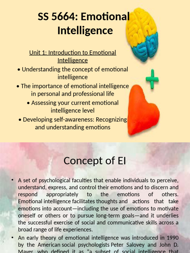 SS 5664 Emotional Intelligence Unit 1 | PDF | Emotional Intelligence ...