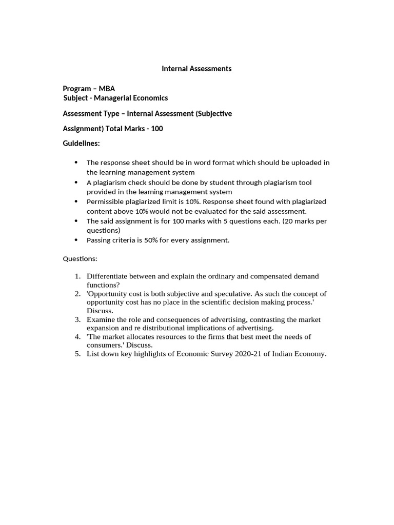 Managerial Economics-Assignment - 2 | PDF