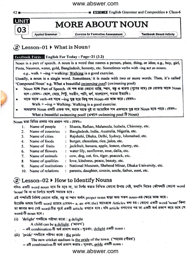 Unit (3) More About Noun - Class 6 English Grammar Book | PDF
