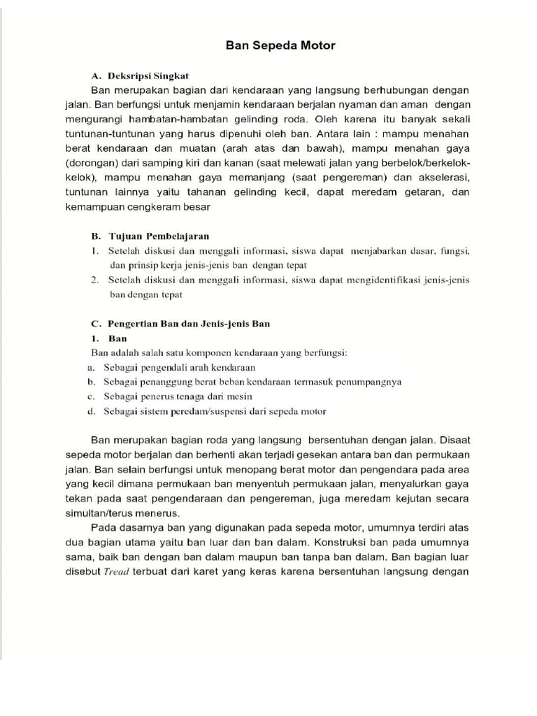 Bahan Baku Pembuatan Ban Sepeda Motor | PDF