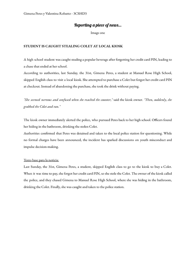 Reporting A Piece of News... | PDF