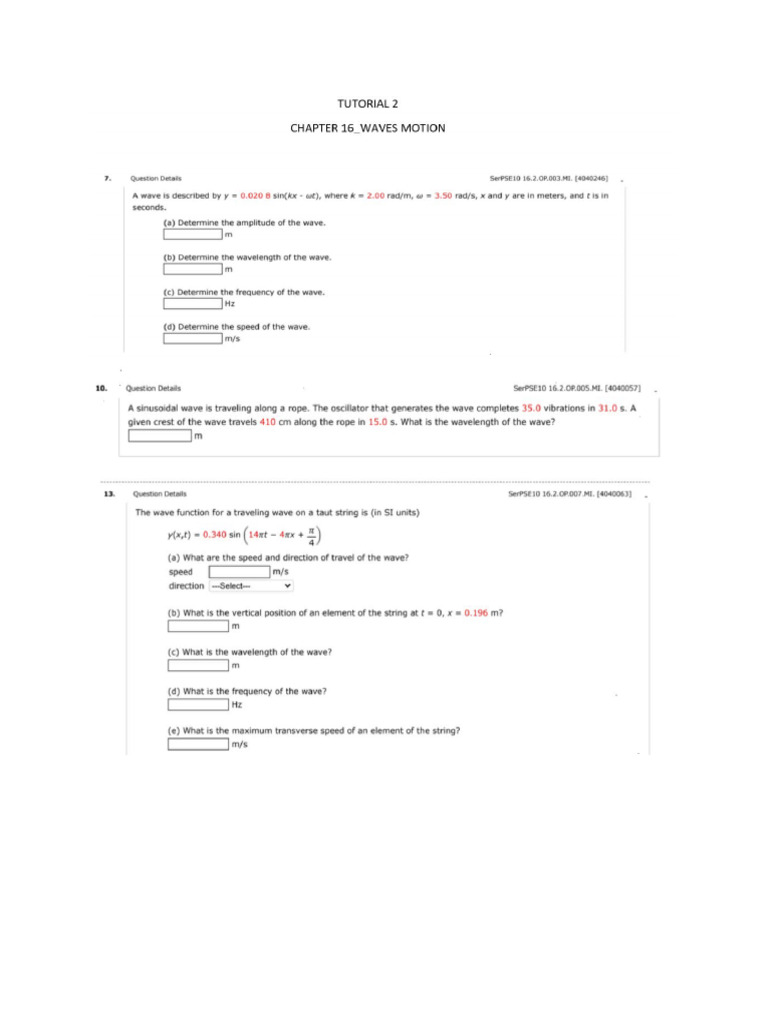 Student's Copy Tuto 2 Ch16-Ch17 | PDF