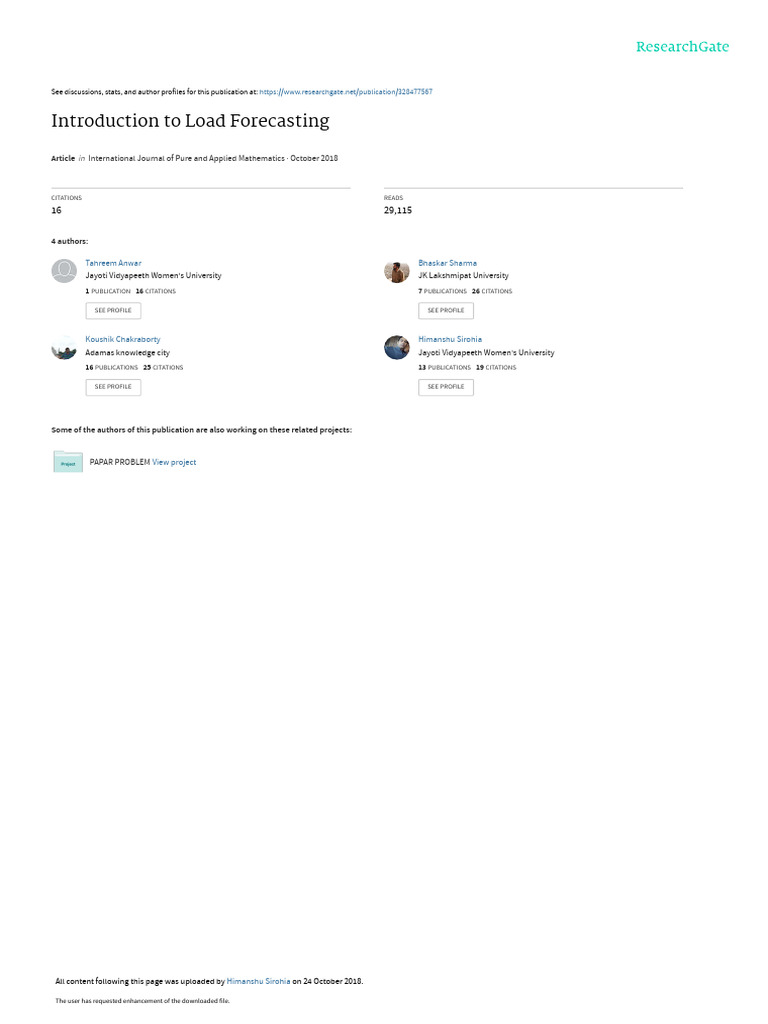 Introduction To Load Forecasting | PDF | Forecasting | Autoregressive Integrated Moving Average