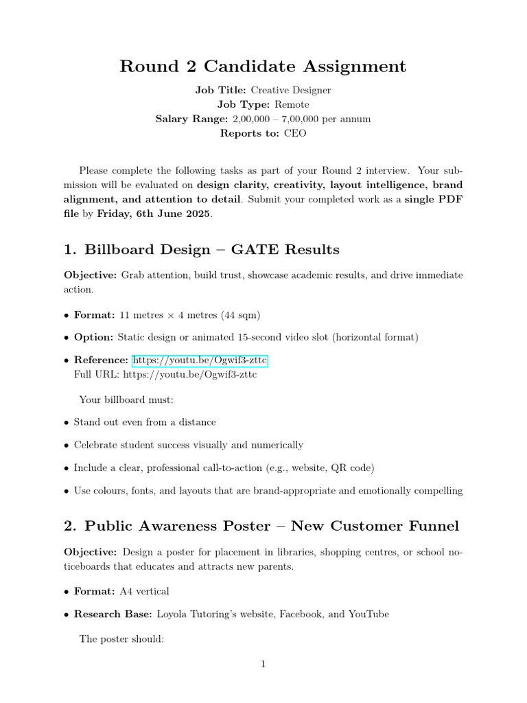 Creative Designer Assignment-1 | PDF | Page Layout | Human Communication