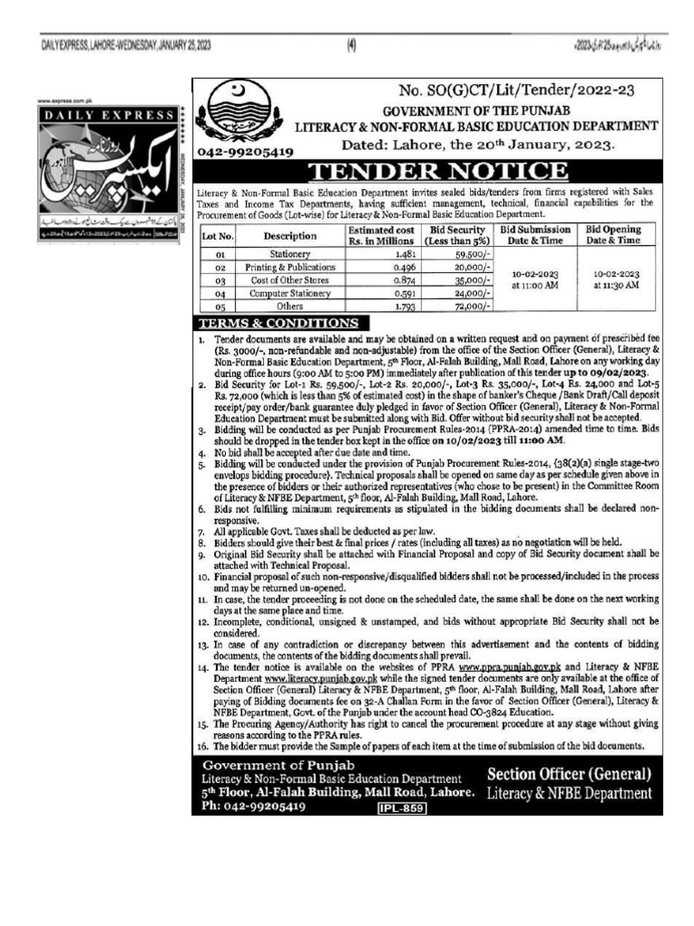 Tender GOP Literacy | PDF