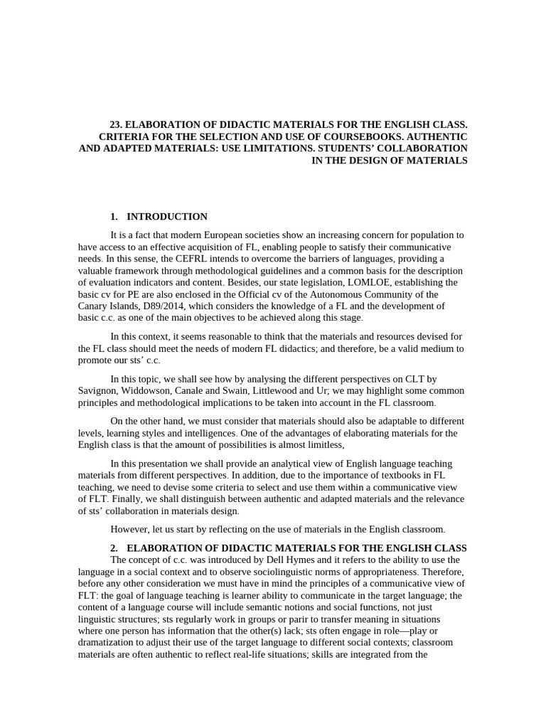 23 Elaboration of Didactic Materials For The English Class | PDF ...