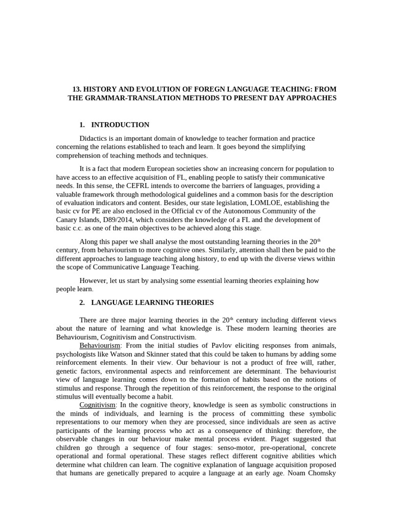13 History and Evolution of FLT | PDF | Learning | Constructivism (Philosophy Of Education)
