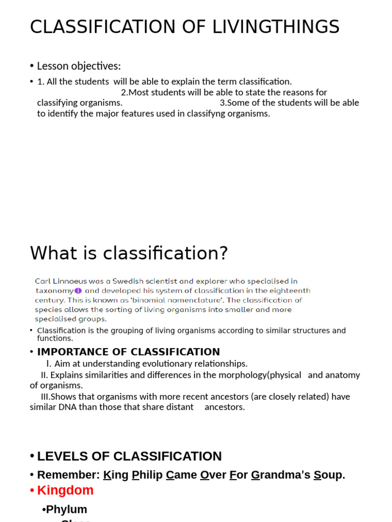 Understanding Living Things Classification | PDF
