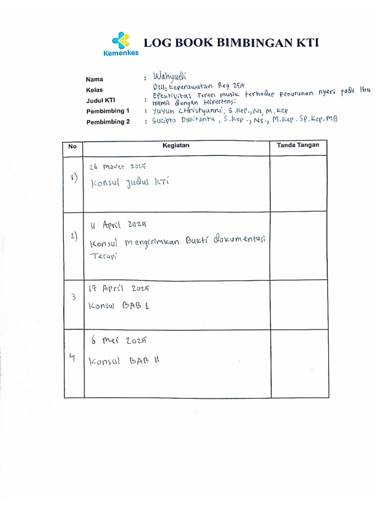 Logbook Bimbingan | PDF