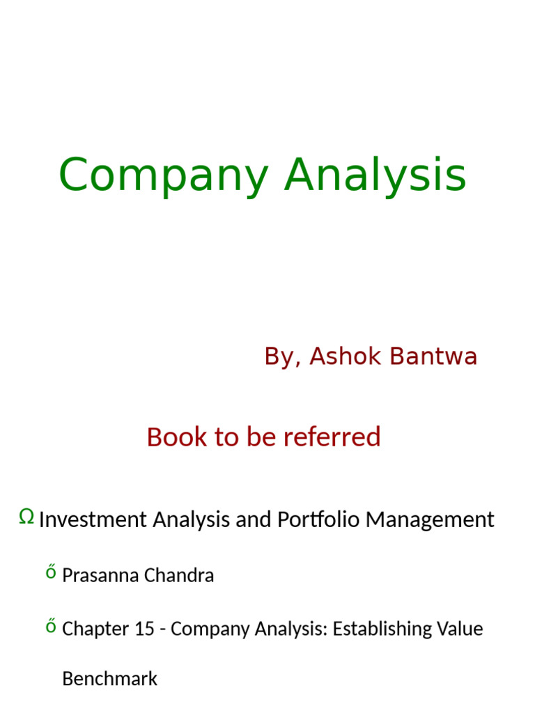 SAPM Chap 7 Company Analysis | PDF | Equity (Finance) | Dividend