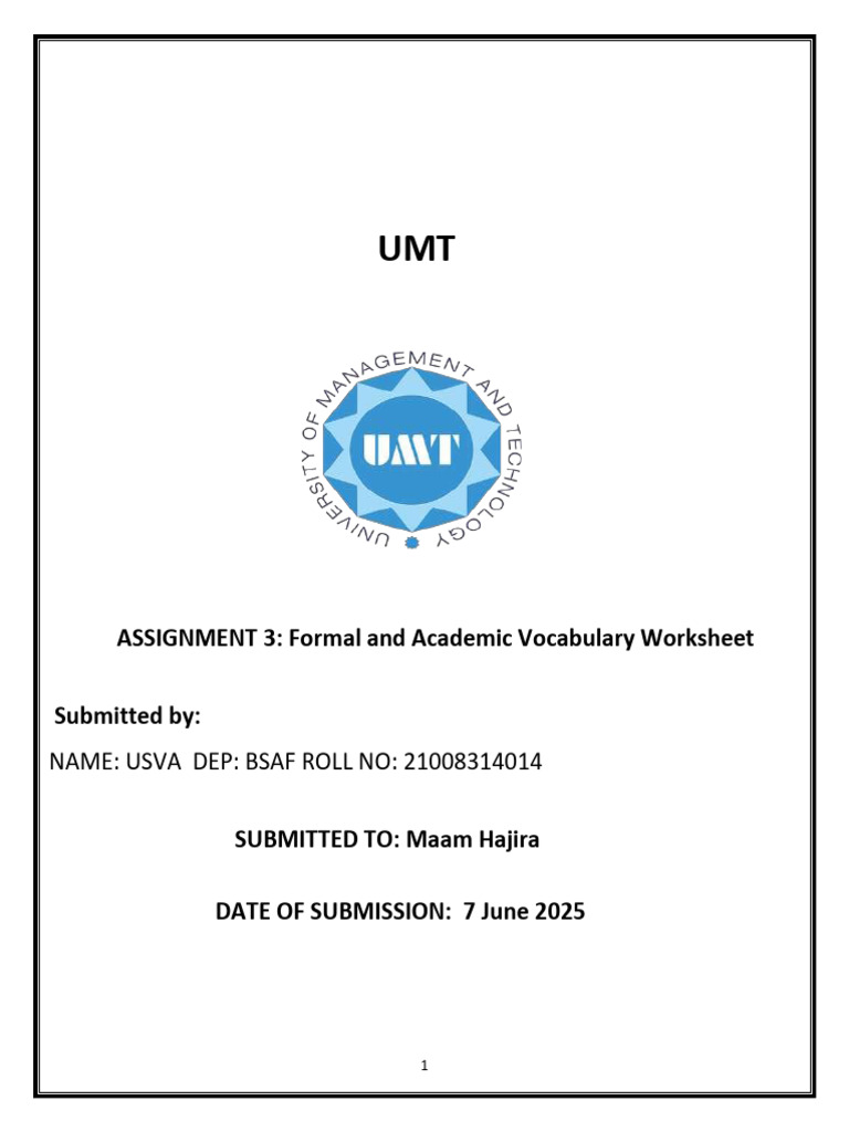 Formal Academic Vocabulary Worksheet | PDF | Income | Capital (Economics)