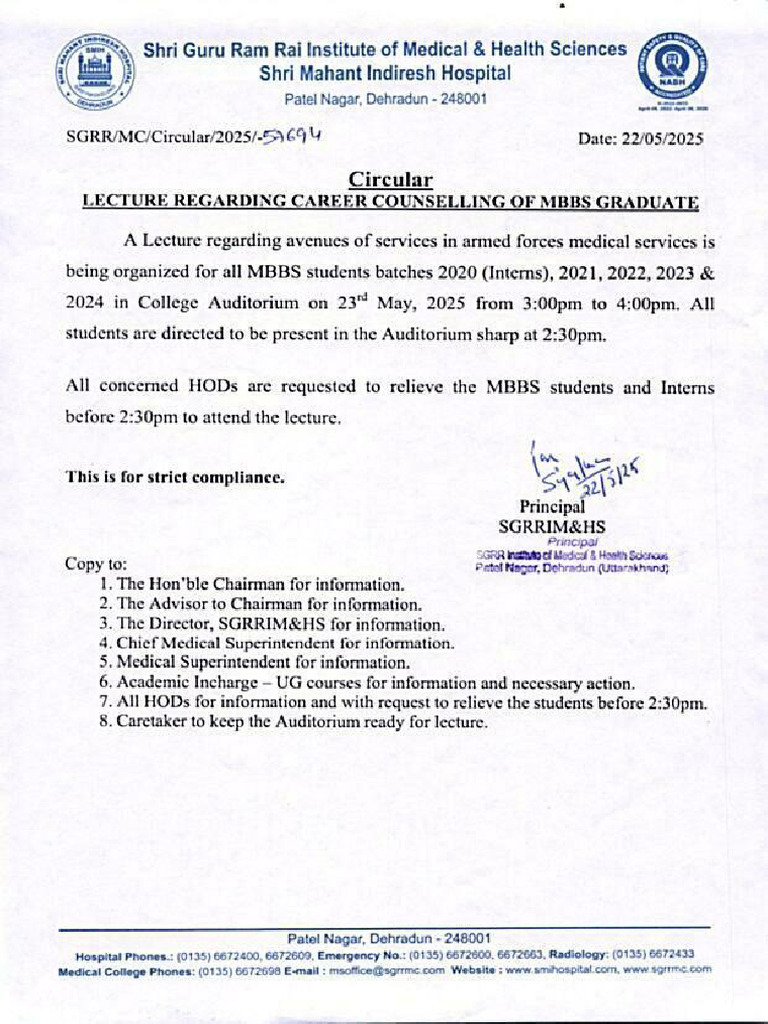 Circular For Lecture Regarding Career Counselling - 0001 | PDF