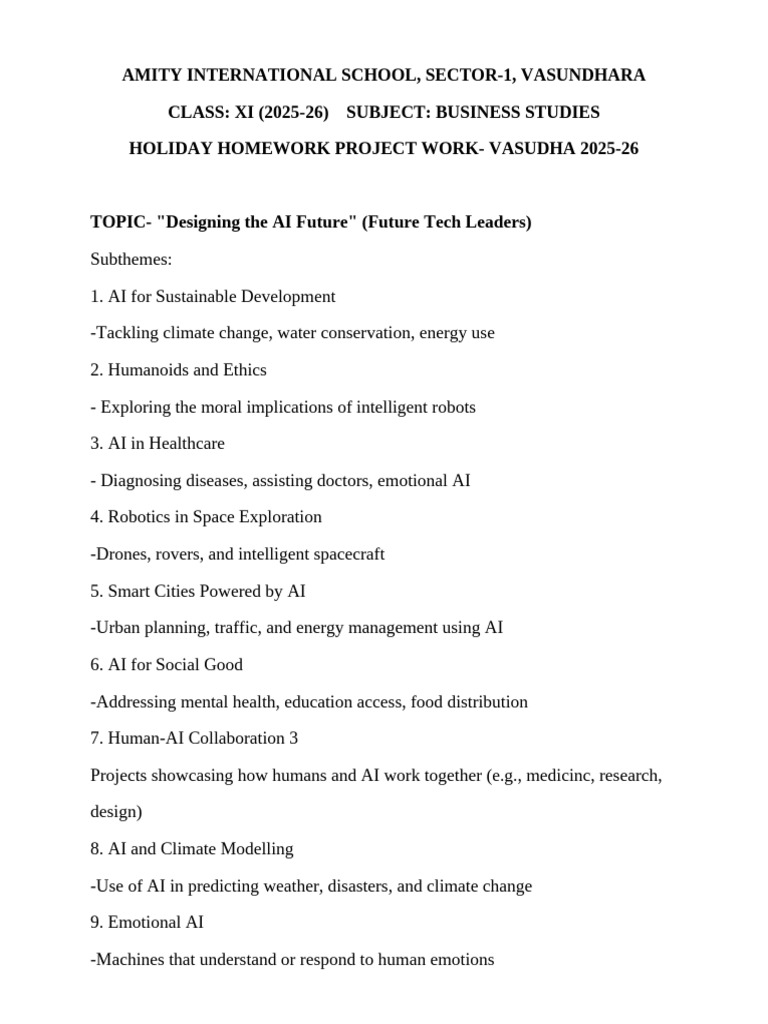 11be3 - Class Xi BSTD HHW Project Work (2025-26) | PDF