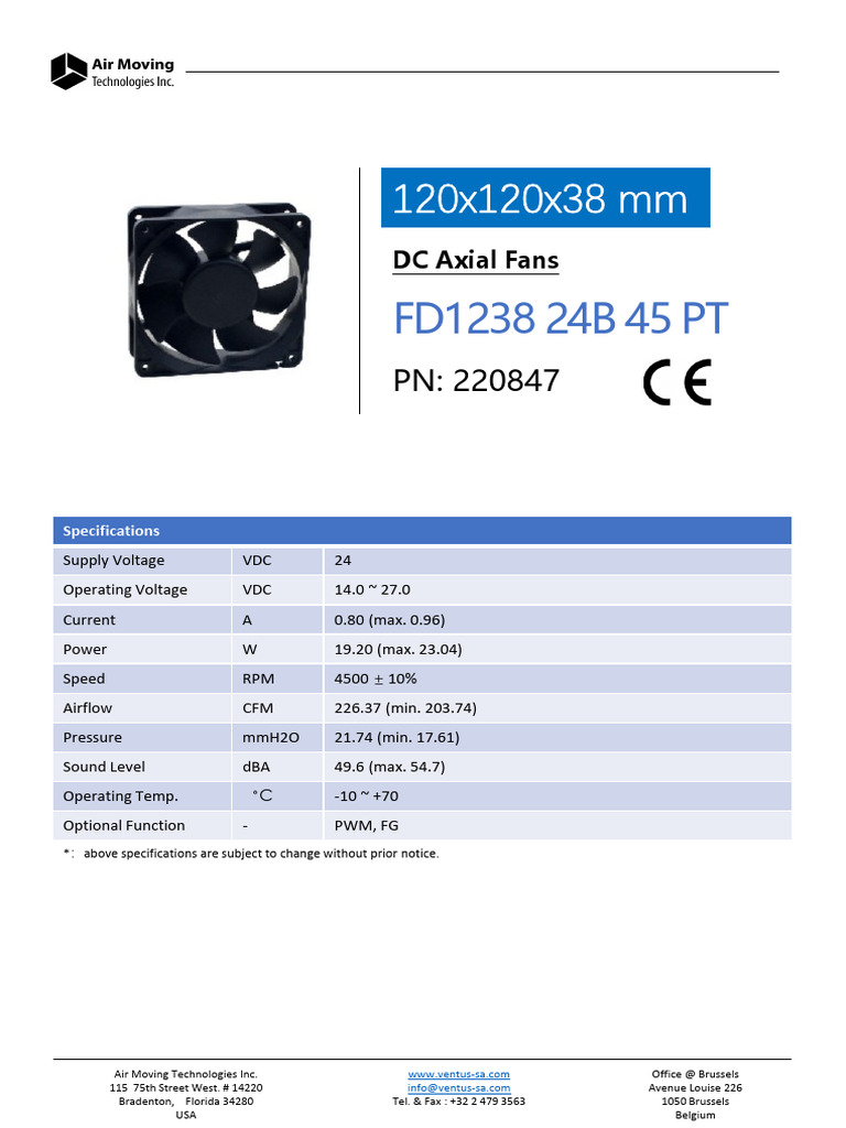 120x120x38 mm 220V DC Fan Specs | PDF | Electric Power | Electrical ...