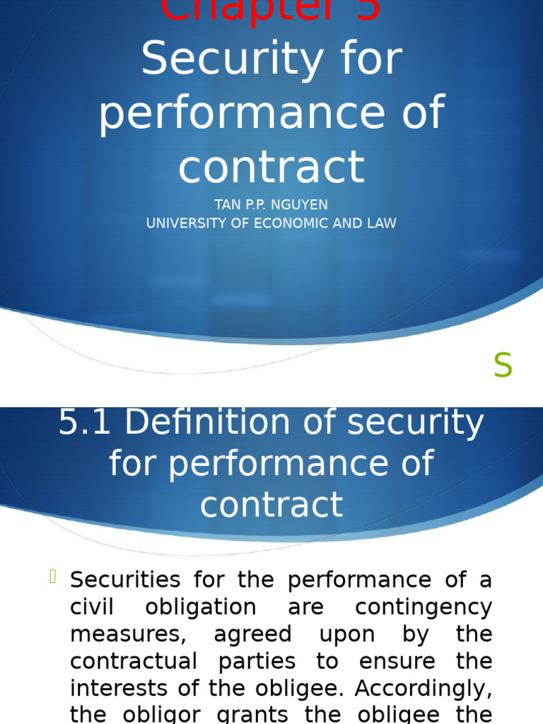 Chapter 5 - Security For Performance of Contract | PDF | Collateral ...