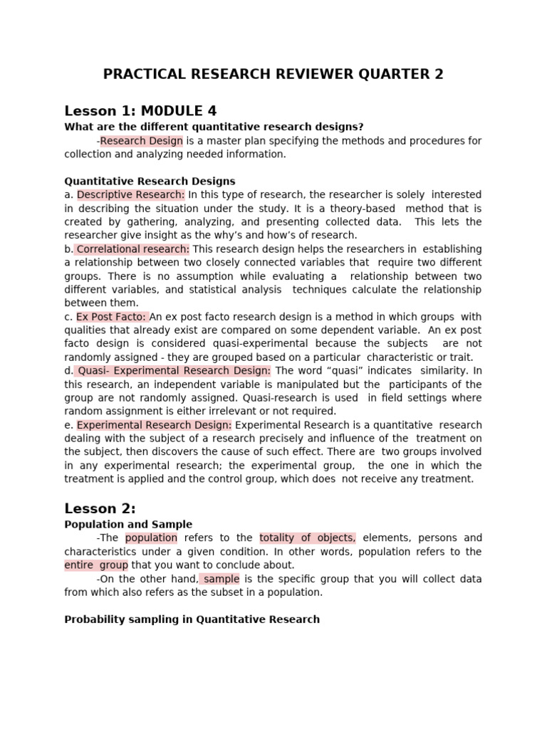 Practical Research Reviewer Quarter 2 | PDF | Statistics | Sampling ...