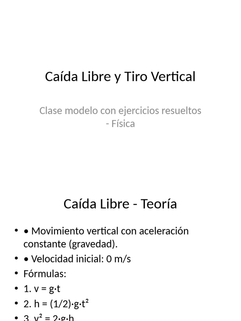 Caida Libre y Tiro Vertical Clase Modelo | PDF