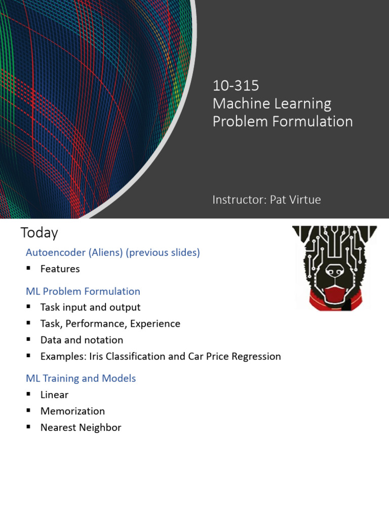 Machine Learning Problem Formulation Guide | PDF | Machine Learning | Statistical Classification