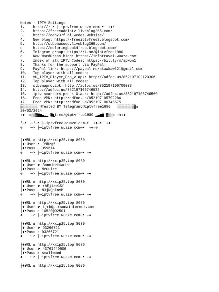 List Xtream CODES 20.03.2025 | PDF