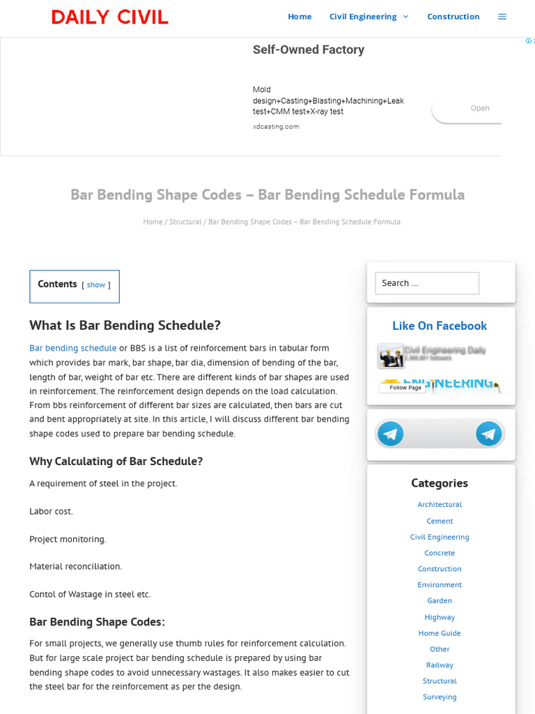 Bar Bending Shape Codes - Bar Bending Schedule Formula | PDF | Civil Engineering