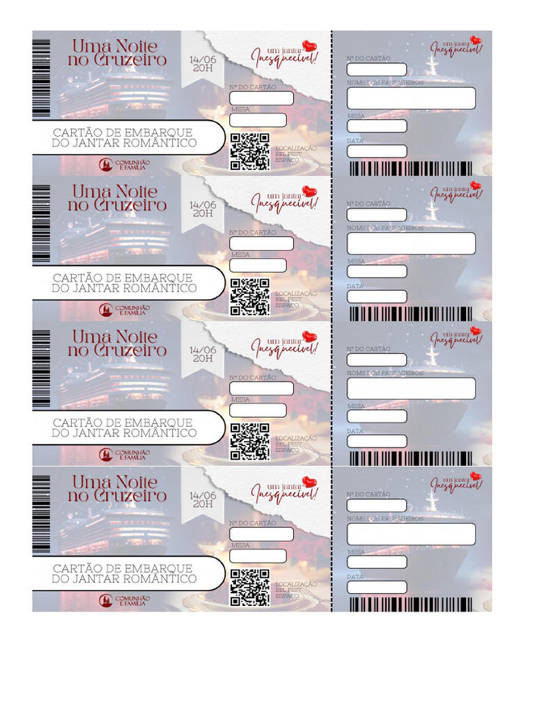 Cartão Embarque Jantar Romântico | PDF