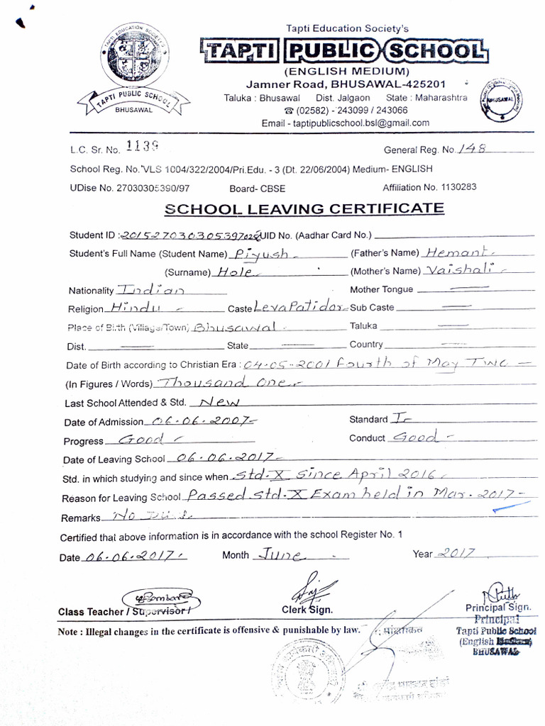 10th Leaving Certificate | PDF