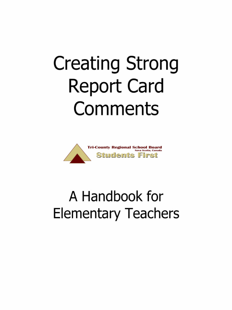 Microsoft Word - Creating Strong Report Card Comments - A Handbook for ...