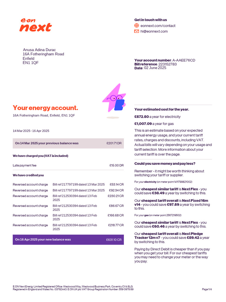 Eon Next Statement 2025 02 16 | PDF | Banks | Payments
