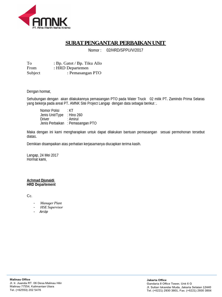 Form Surat Pengantar Perbaikan Unit | PDF