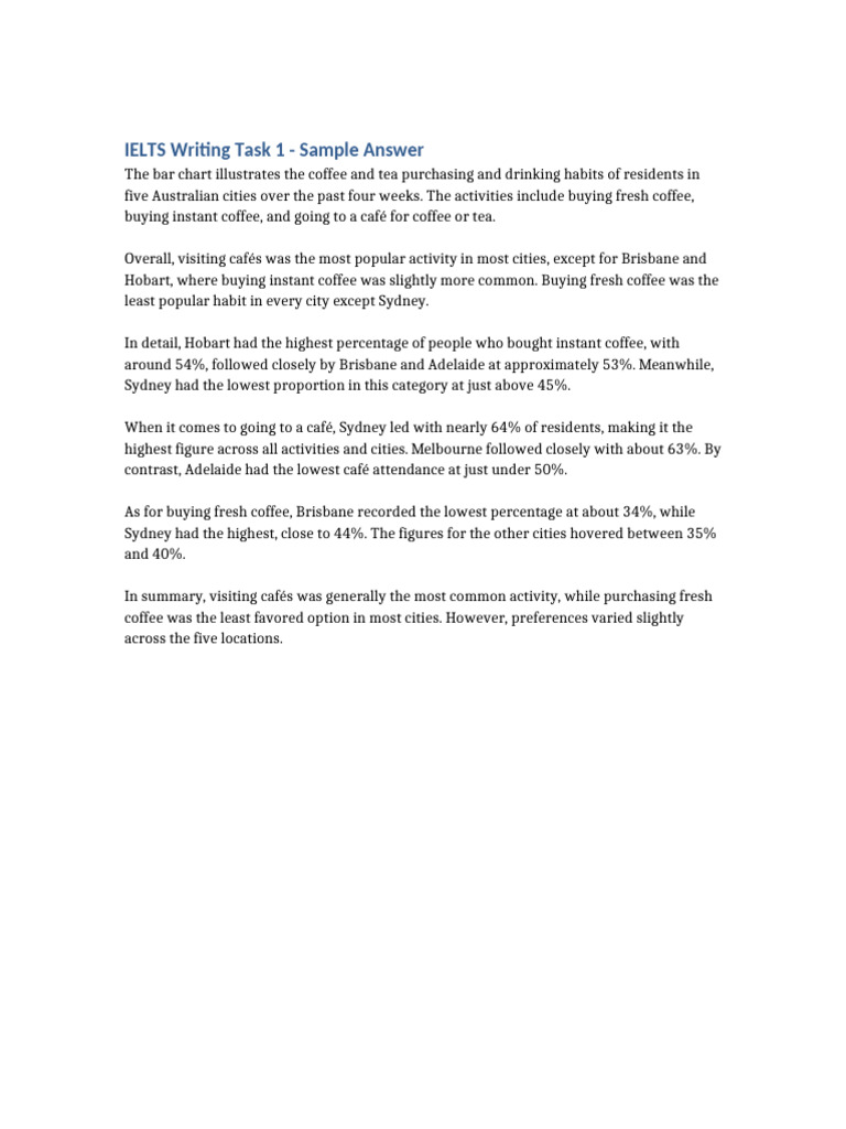 IELTS Writing Task 1 Sample | PDF