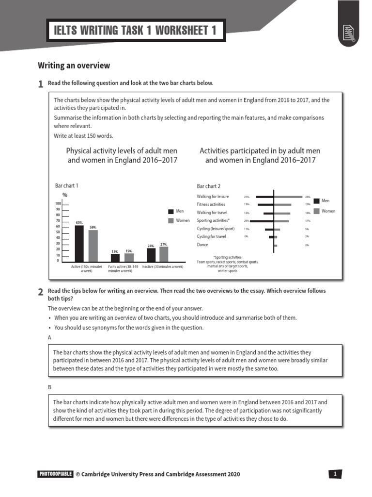 IELTS Writing Task 1 Worksheet 1 | PDF | Sports