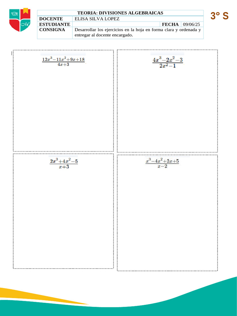 3°s Divisiones Algebraicas | PDF