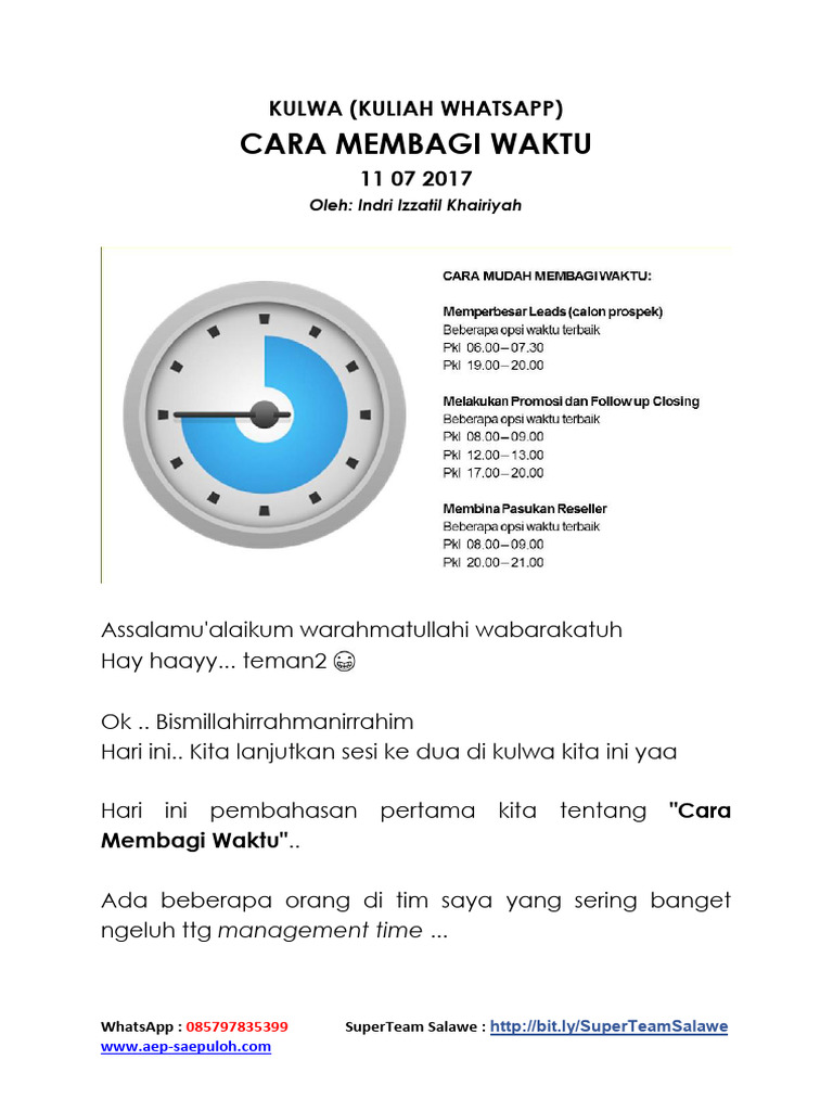 KULWA Cara Membagi Waktu | PDF