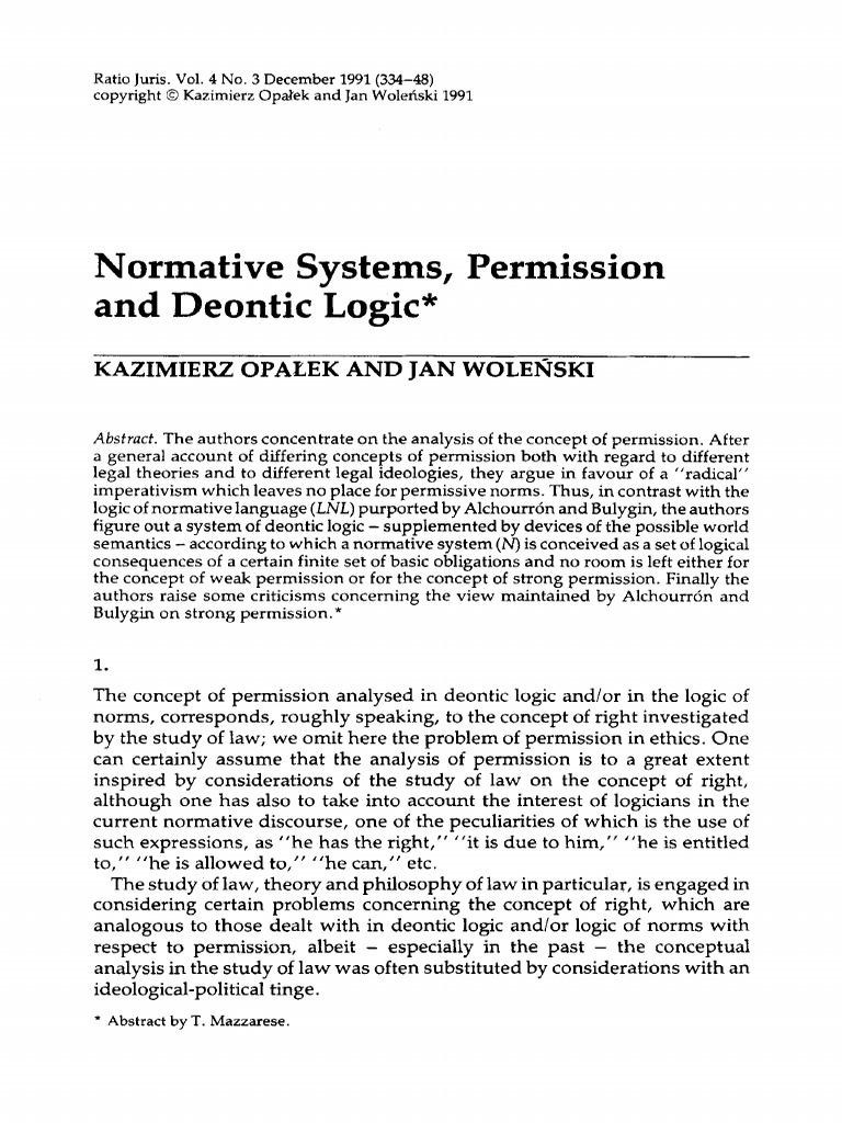 Normative Systems Permission and Deontic | PDF | Logic | Theorem